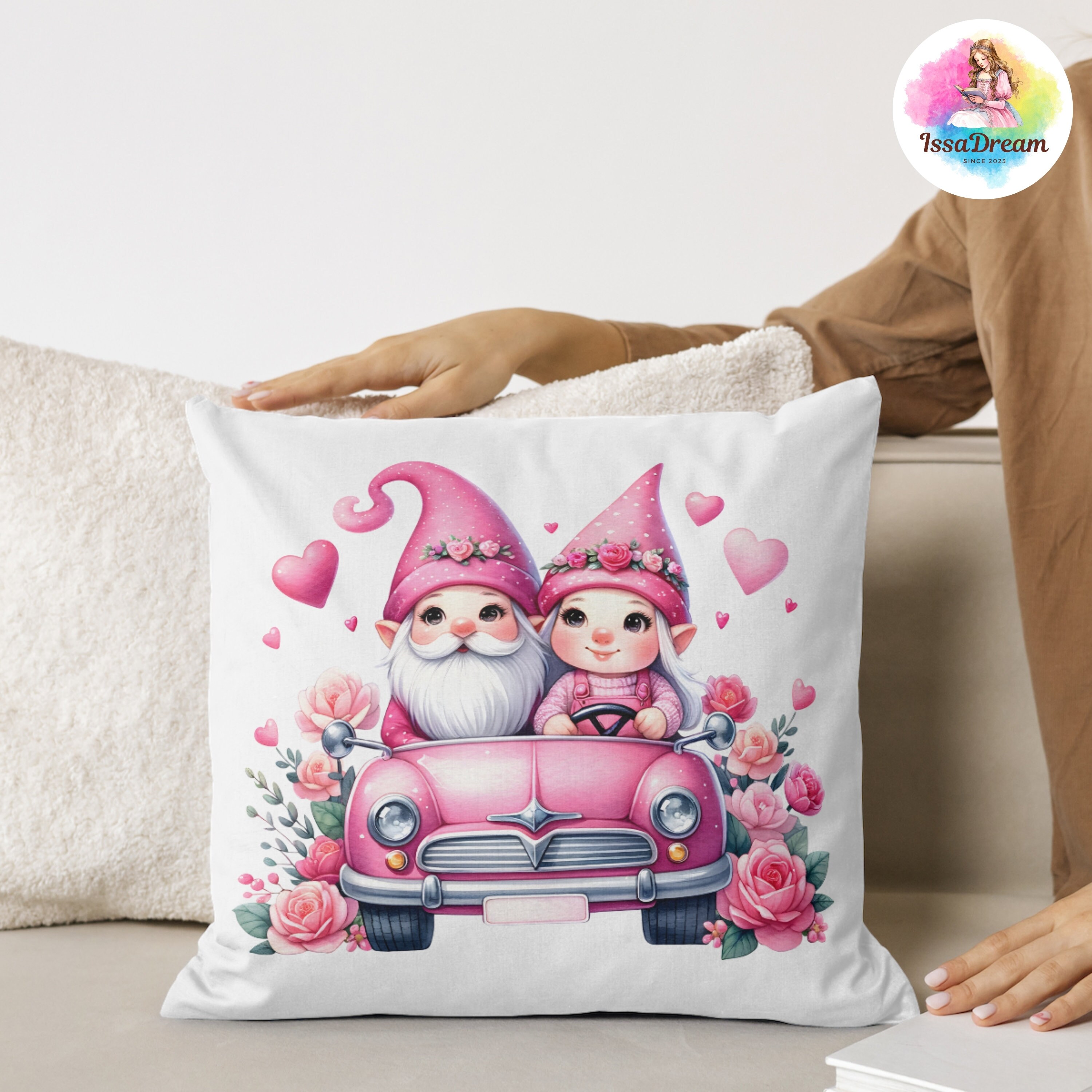 Watercolor Valentine Gnome Clipart, Cute Pink Gnome Lover Sublimation ...