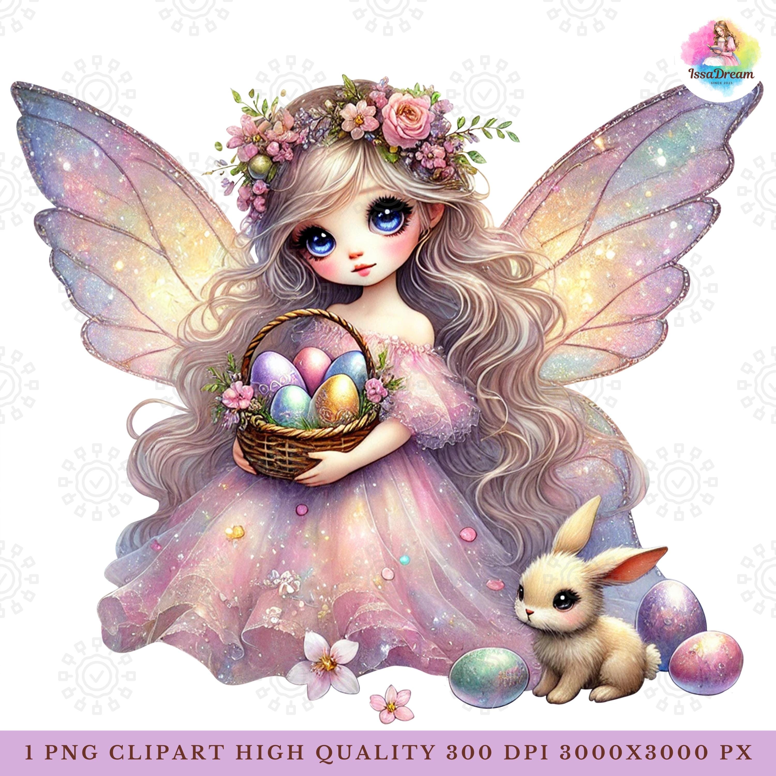 Watercolor Easter Fairy Clipart, Easter Eggs PNG, Fairytale Fantasy ...