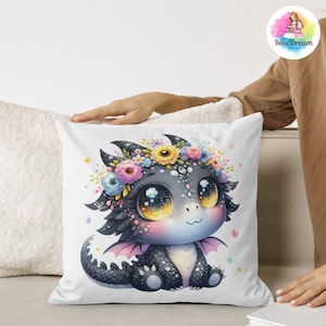 Watercolor Floral Dragon Clipart, Cute Flower Dragon Clipart, Spring ...