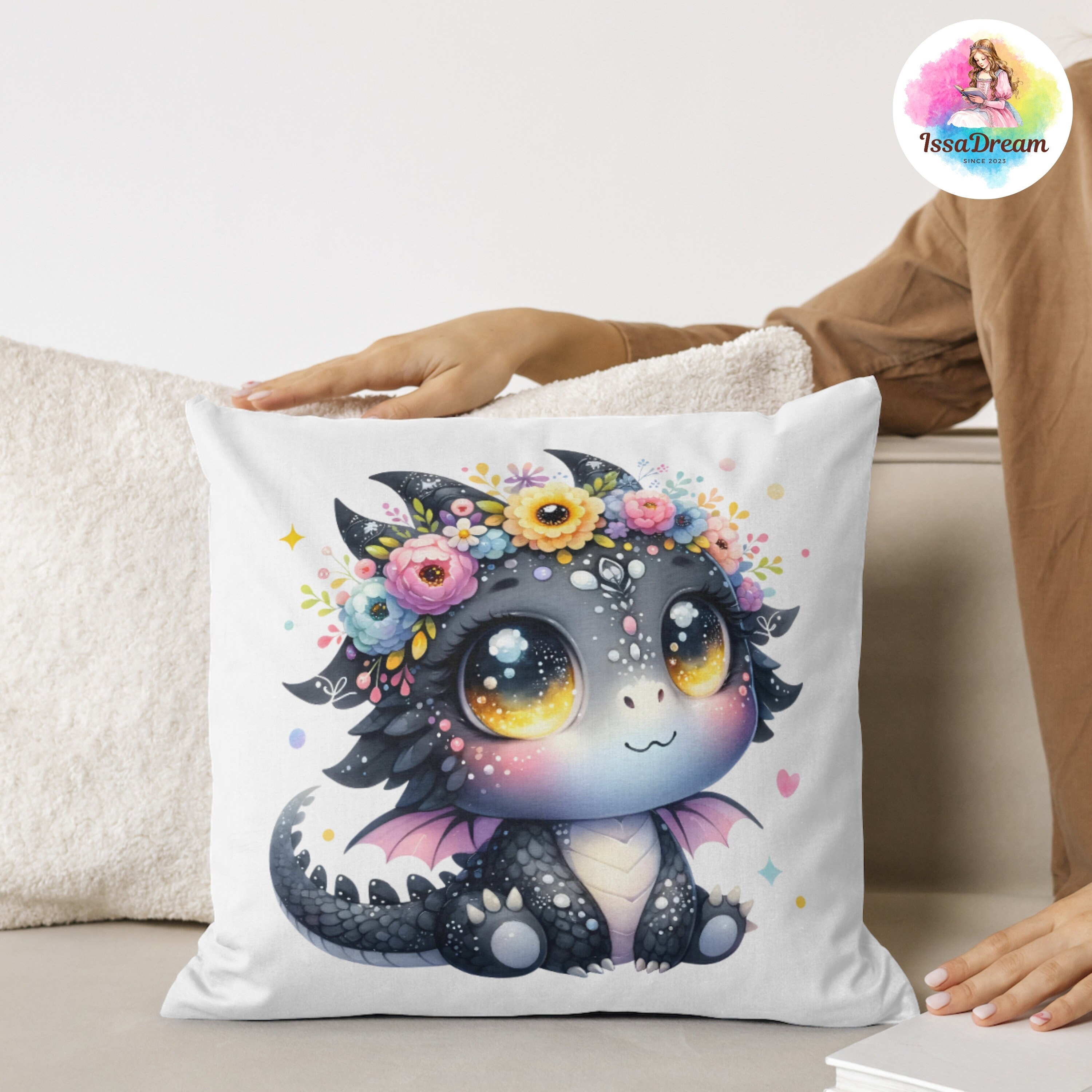 Watercolor Floral Dragon Clipart, Cute Flower Dragon Clipart, Spring ...