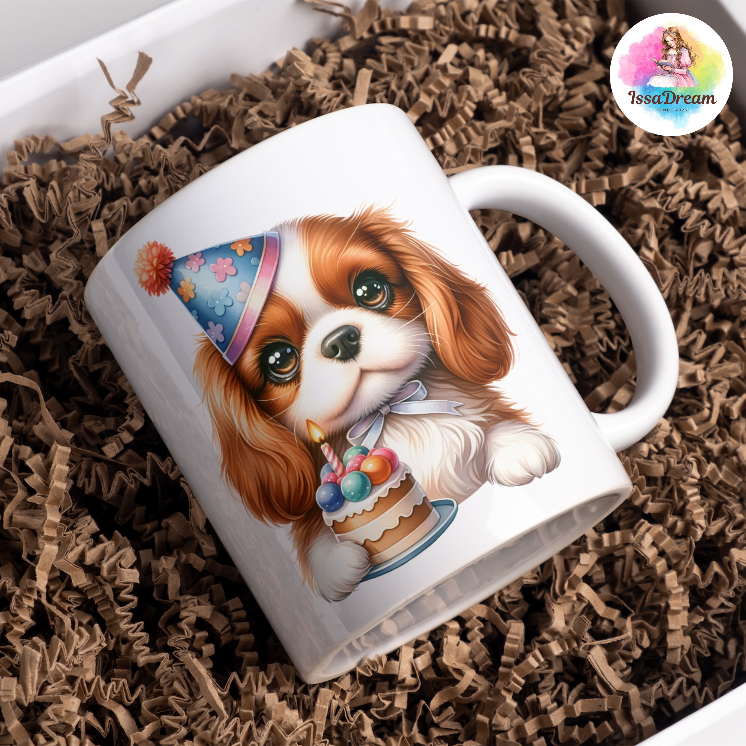 Watercolor Birthday Dog PNG Bundle, Dog With Birthday Cake, Cute ...