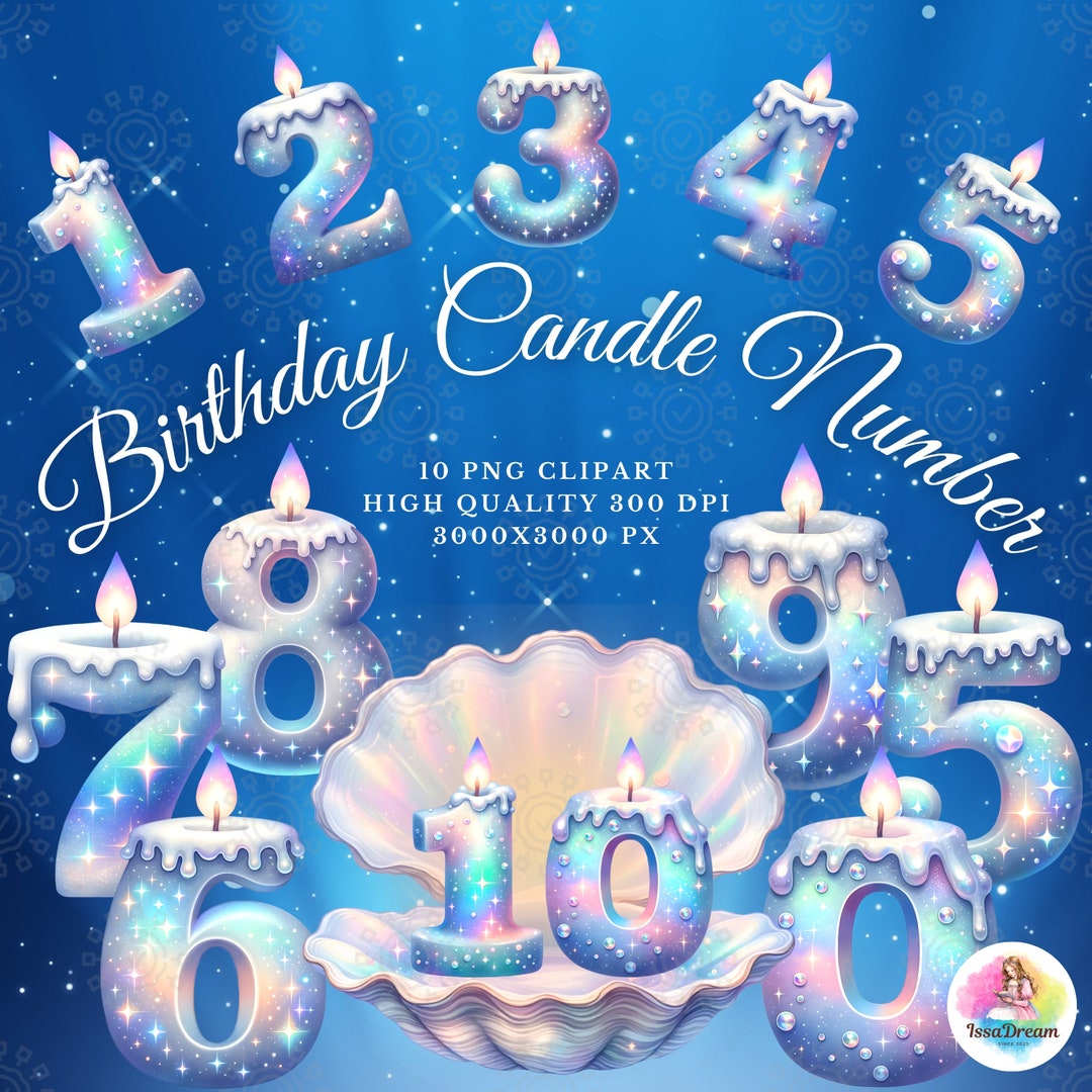 Celestial Candle Number Clipart, Birthday Candle Number Clipart ...