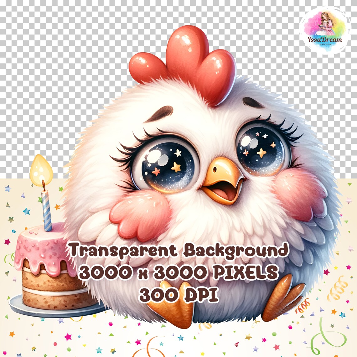 Watercolor Birthday Farm PNG Bundle, Animals Farm With Birthday Cake ...