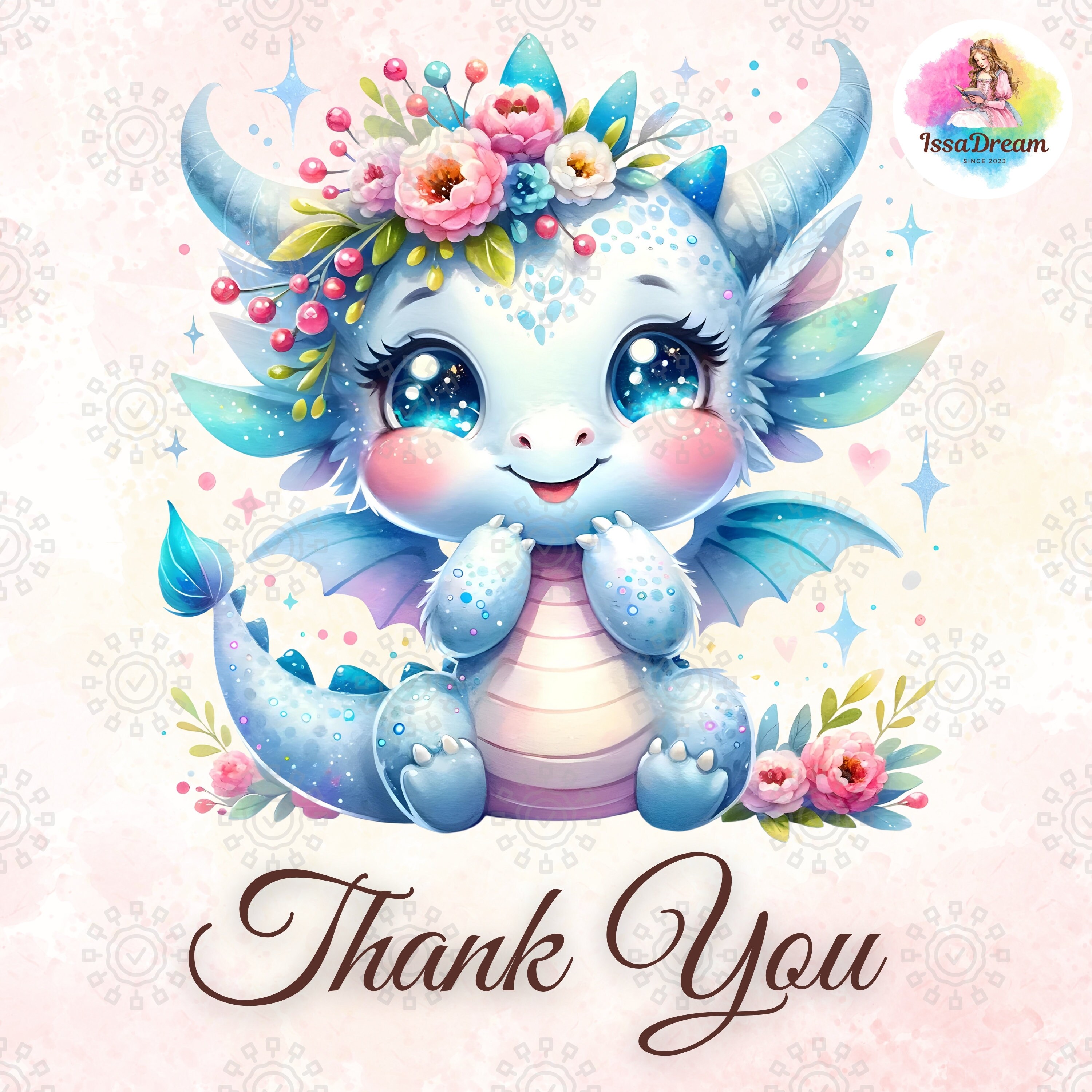 Watercolor Floral Dragon Clipart, Cute Flower Dragon Clipart, Spring ...