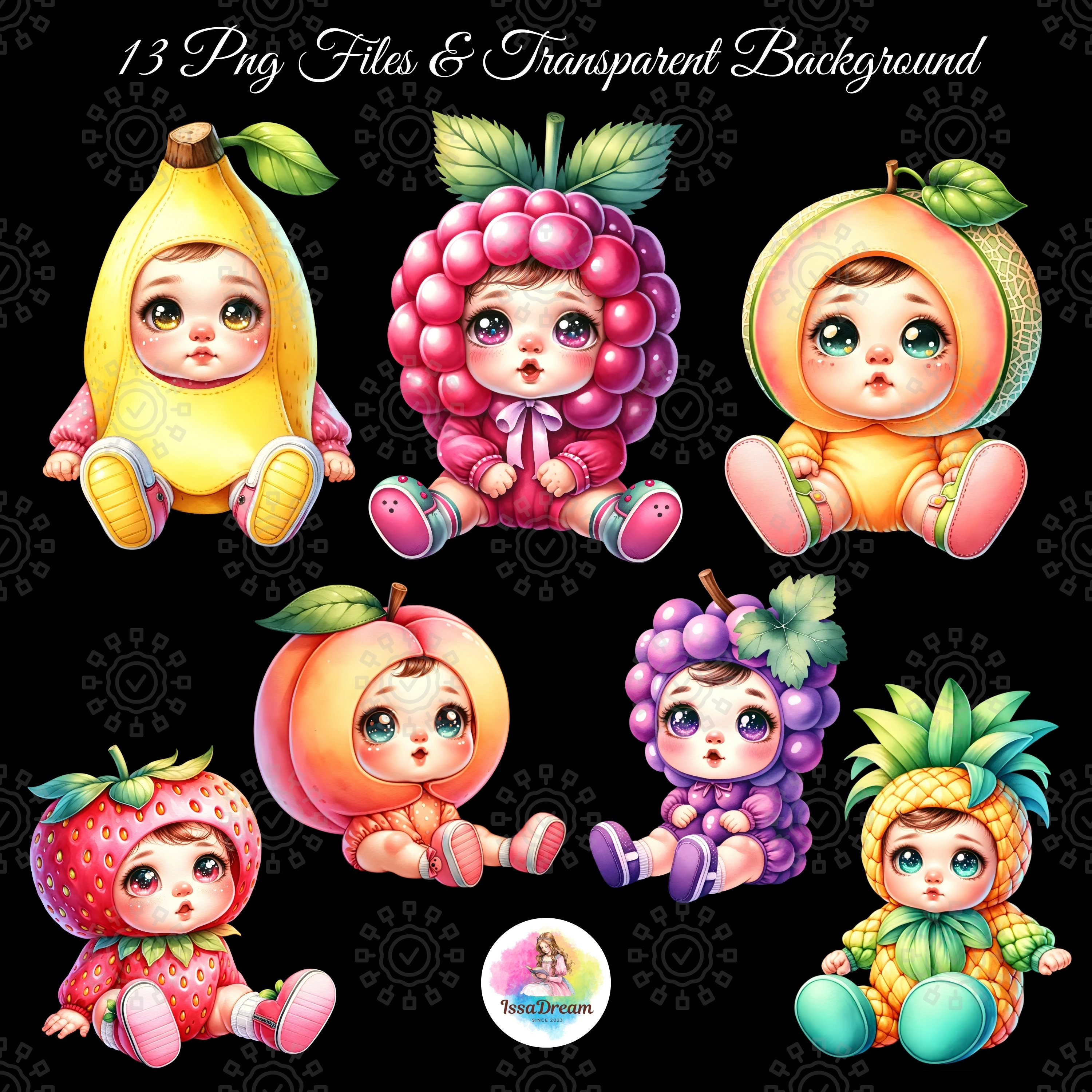 Watercolor Fruity Kids Clipart, Cute Fruits Baby Clipart, Summer ...