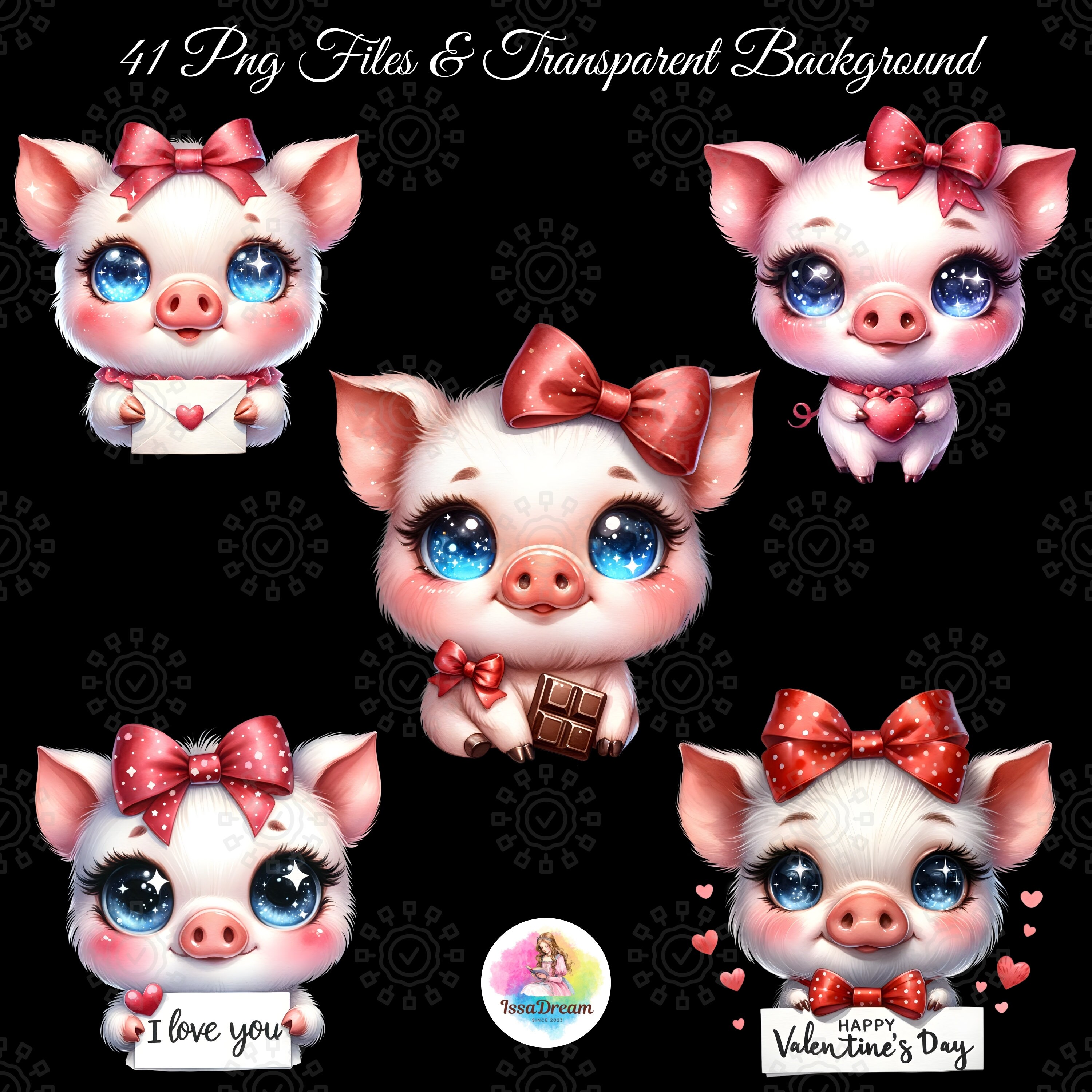 Watercolor Pig in Love Clipart, Cute Valentine's Day Pig Clipart, Kids ...