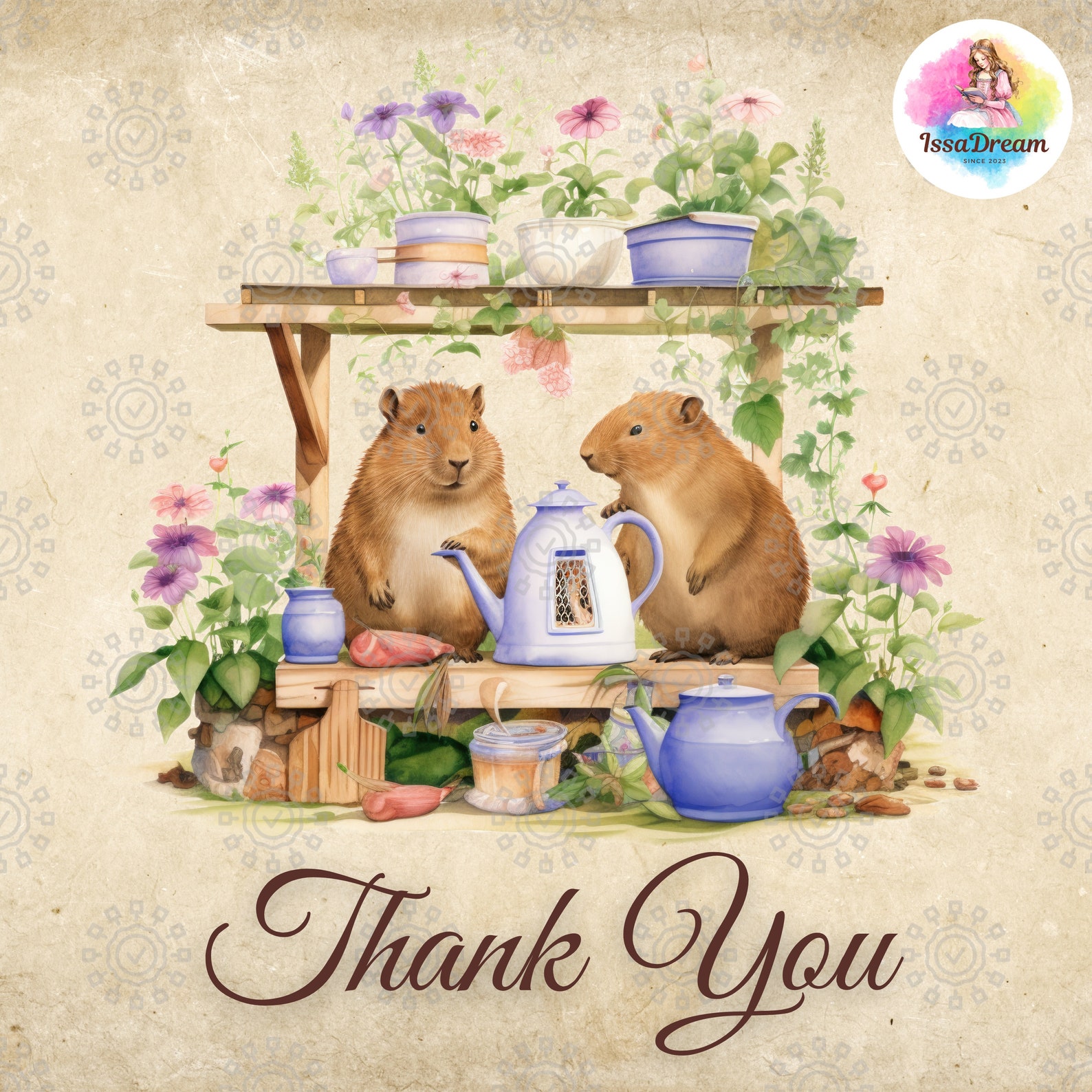 Cute Watercolor Capybara Clipart, Animal Clipart, Cute Capybara PNG ...