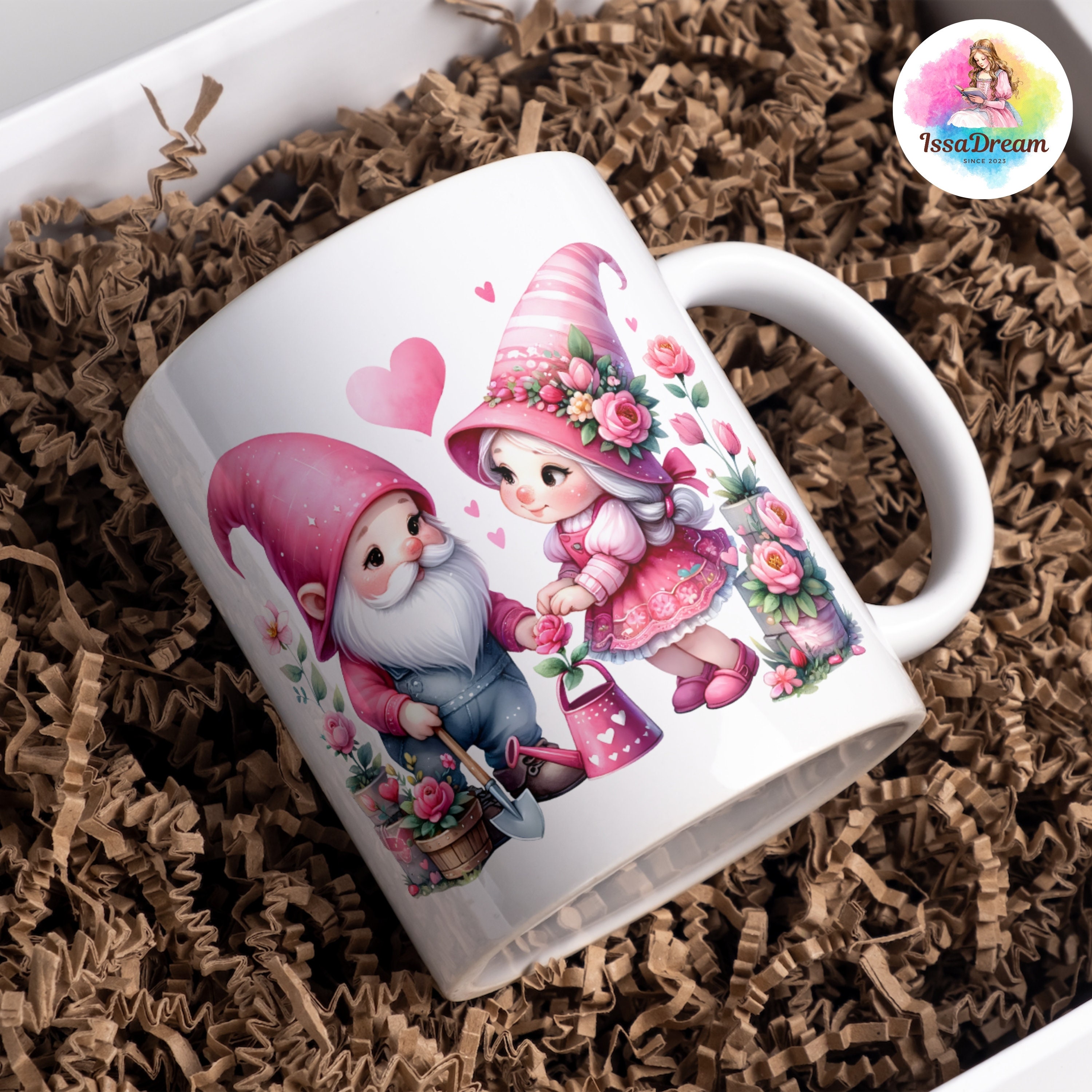 Watercolor Valentine Gnome Clipart, Cute Pink Gnome Lover Sublimation ...