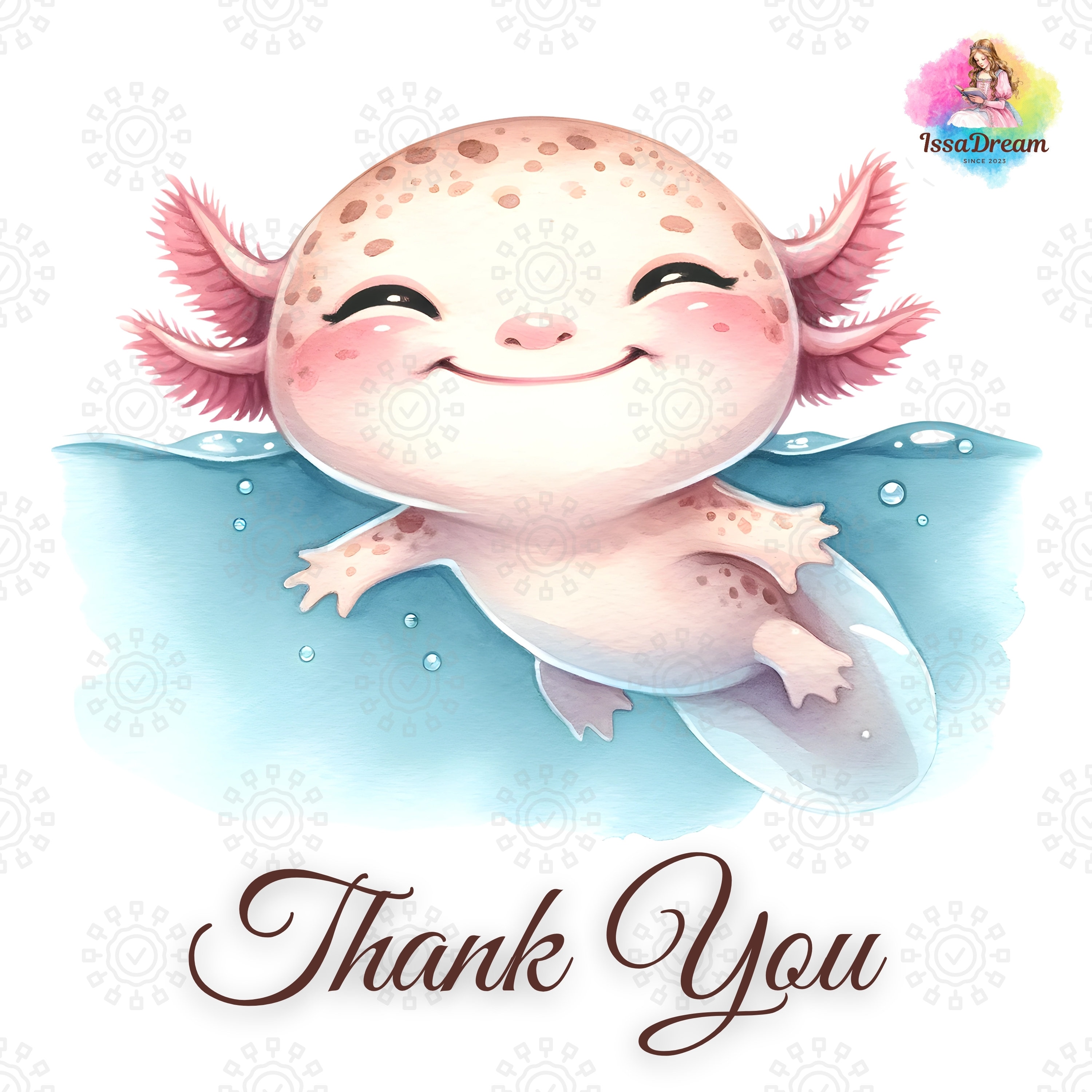 Watercolor Axolotl on Vacation Clipart, Cute Axolotl Clipart, Summer ...