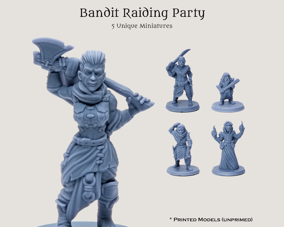 D&D Pathfinder Bandit Raiding Party | 28mm 32mm Fantasy Miniature Set ...