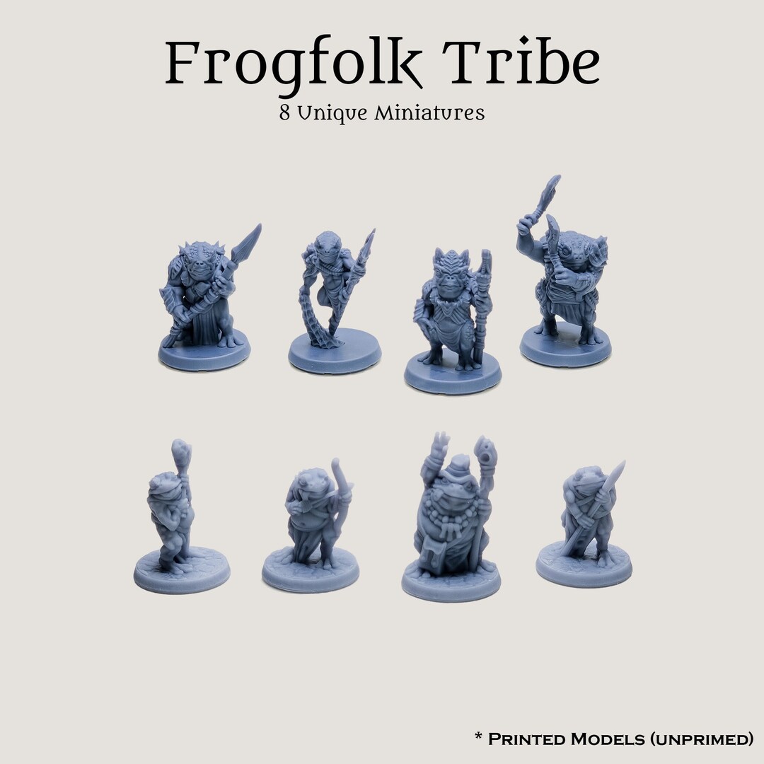 D&D Pathfinder Bullywug Frogfolk Tribe 28mm 32mm Fantasy Miniature Set ...