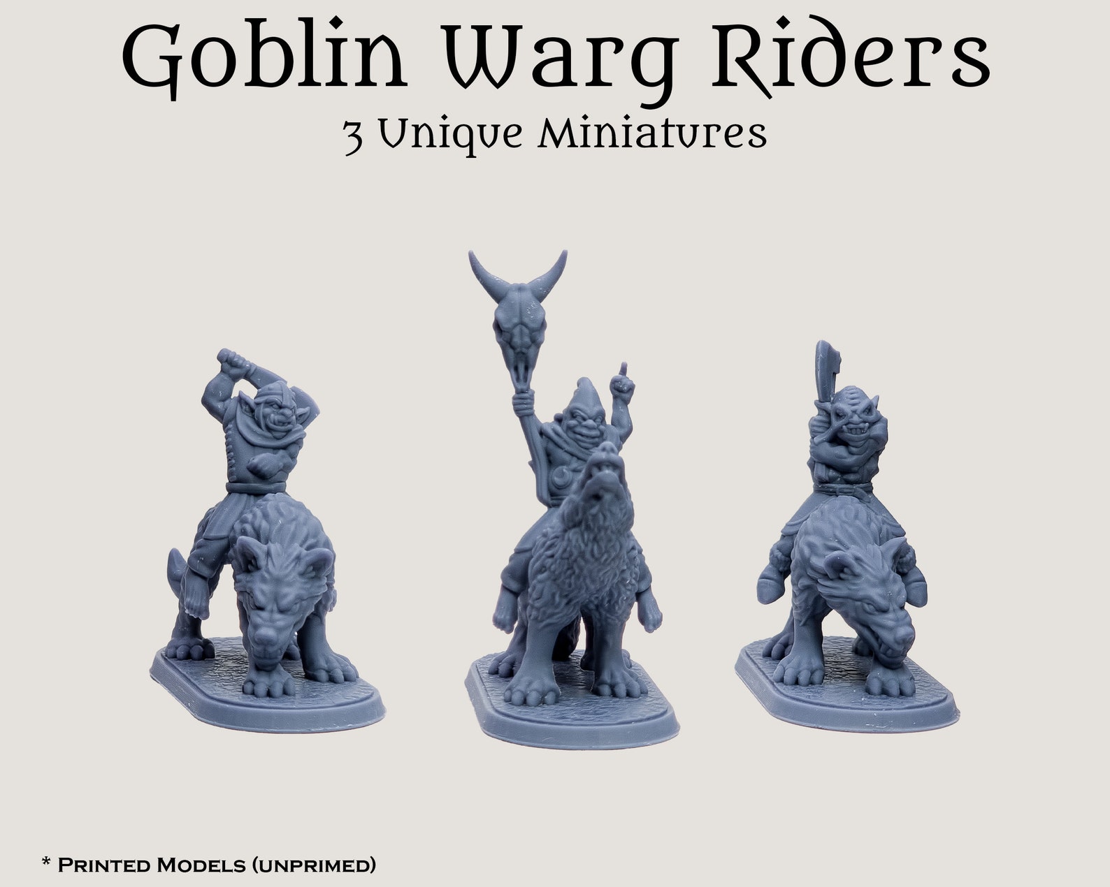 D&D Goblin Wolf Warg Dire Wolf Riders | Pathfinder Frostgrave 28mm 32mm ...