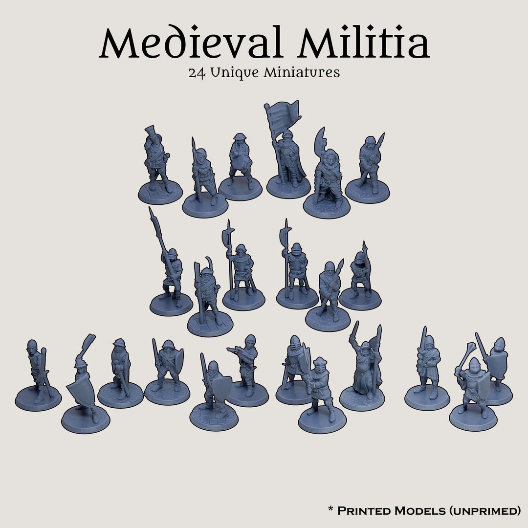 D&D Pathfinder Medieval Militia Infantry Npcs 28mm 32mm Fantasy ...