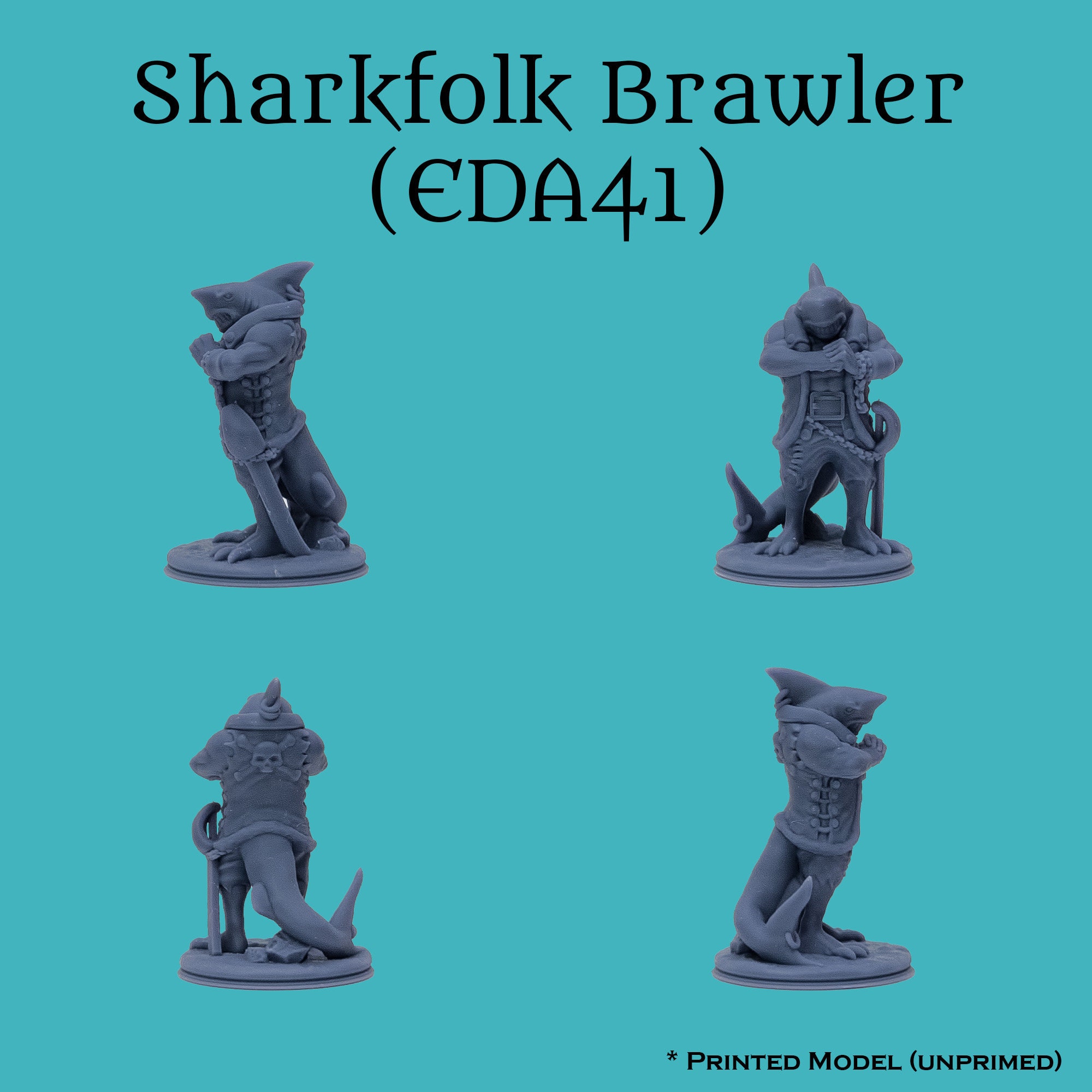 D&D Pathfinder Sharkfolk Gang | 28mm 32mm Fantasy PC NPC Miniature Set ...
