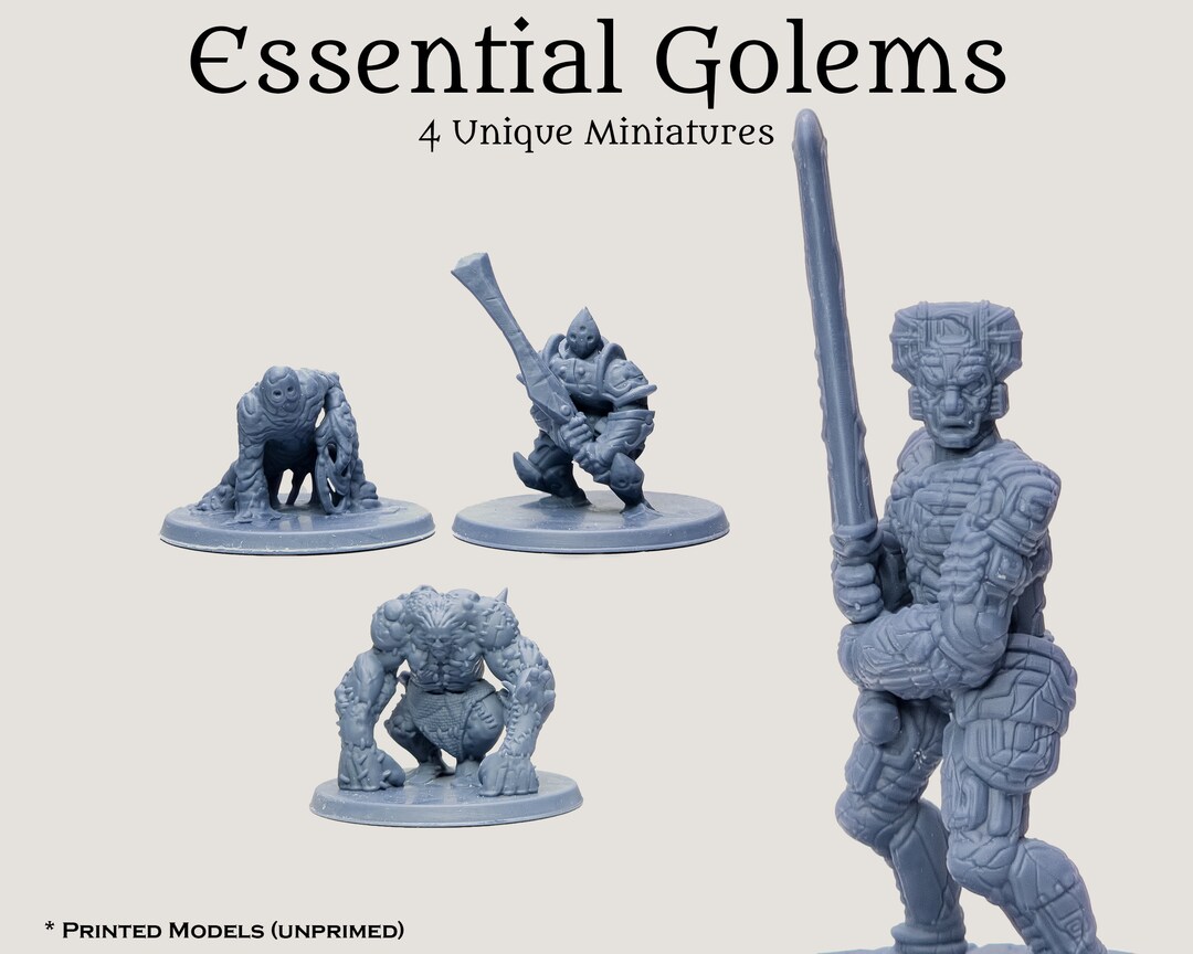 D&D Golem Essentials Pathfinder Frostgrave 28mm 32mm Fantasy Miniature ...