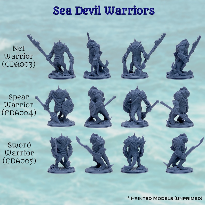 D&D Pathfinder Sahuagin Fishfolk Sea Devil Raiders 28mm 32mm Fantasy ...