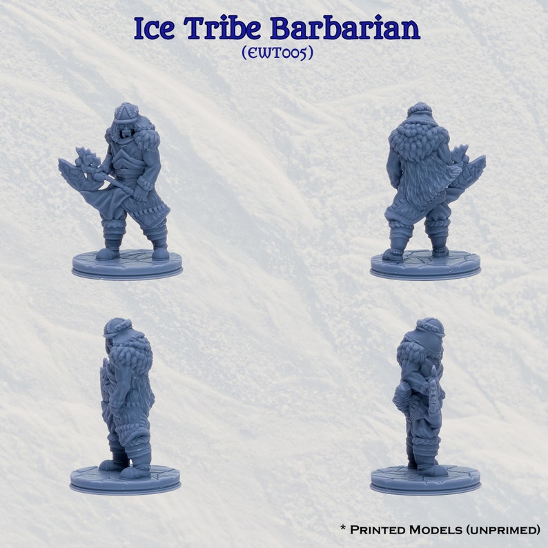 D&D Pathfinder Winter Ice Tribe Barbarian Party | 28mm 32mm Fantasy ...