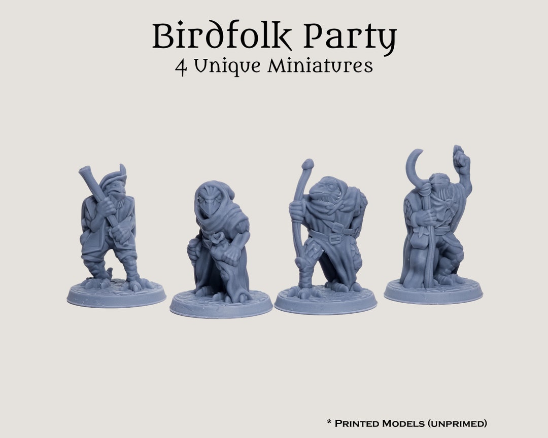 D&D Pathfinder Birdfolk Kenku 28mm 32mm Fantasy PC NPC Miniature Set ...