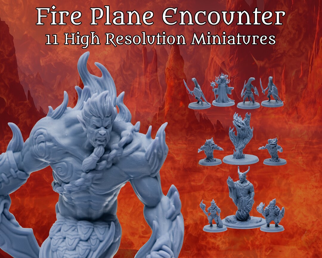 D&D Fire Plane Encounter | Pathfinder Frostgrave 28mm 32mm Fantasy NPC ...