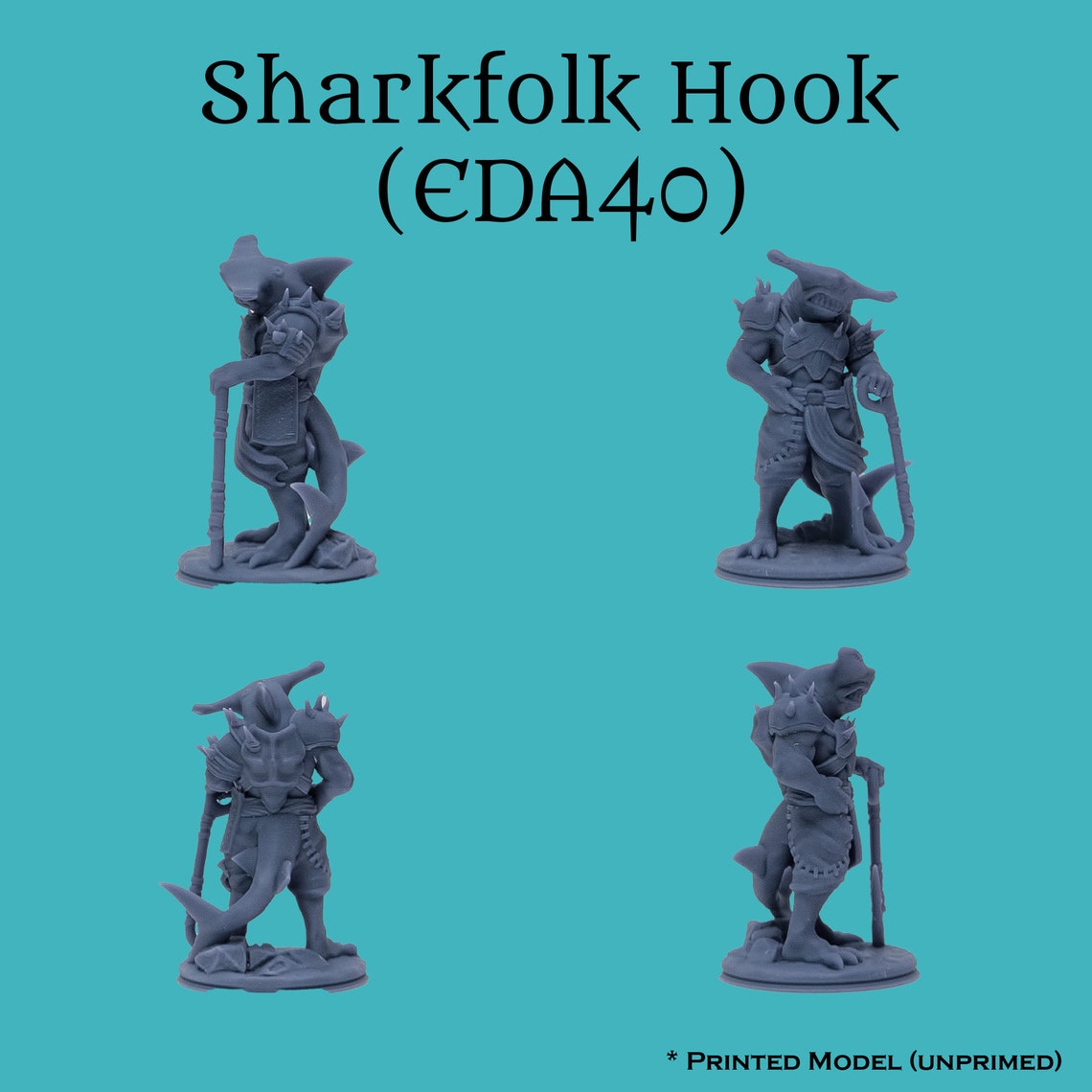 D&D Pathfinder Sharkfolk Gang 28mm 32mm Fantasy PC NPC Miniature Set 4 ...