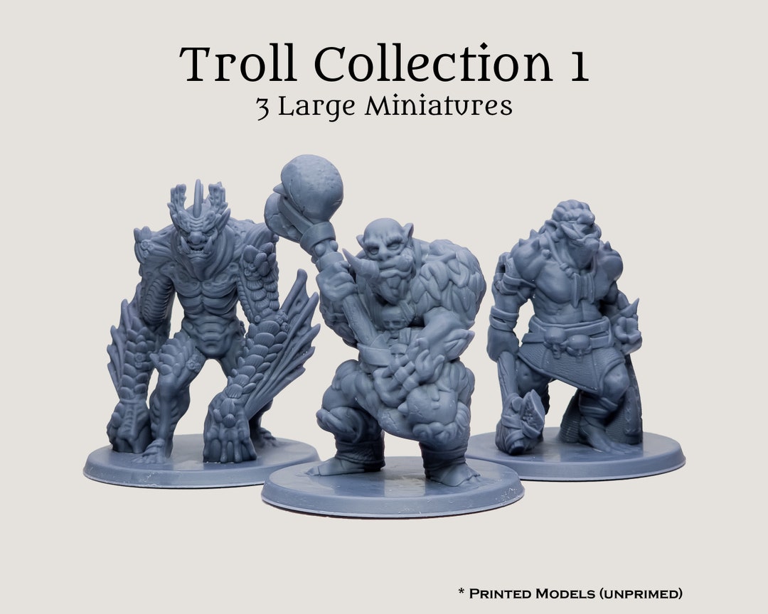 D&D Pathfinder Troll Collection 1 | 28mm 32mm Fantasy Miniature Set | 3 ...
