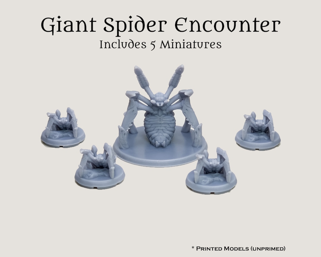 D&D Pathfinder Giant Spider Encounter 28mm 32mm Fantasy Miniature Set ...