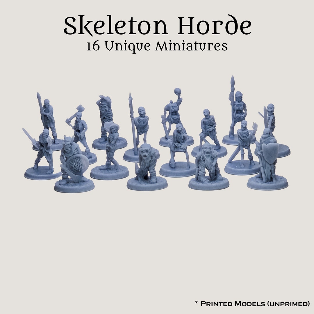 D&D Pathfinder Skeleton Horde Undead Npcs 28mm 32mm Fantasy Miniature ...