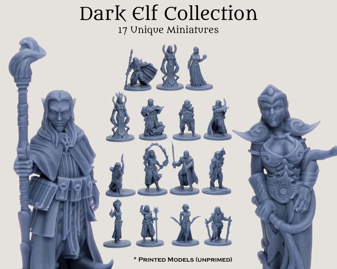 D&D Dark Elf Minis Drow Miniatures Collection | Pathfinder Frostgrave ...