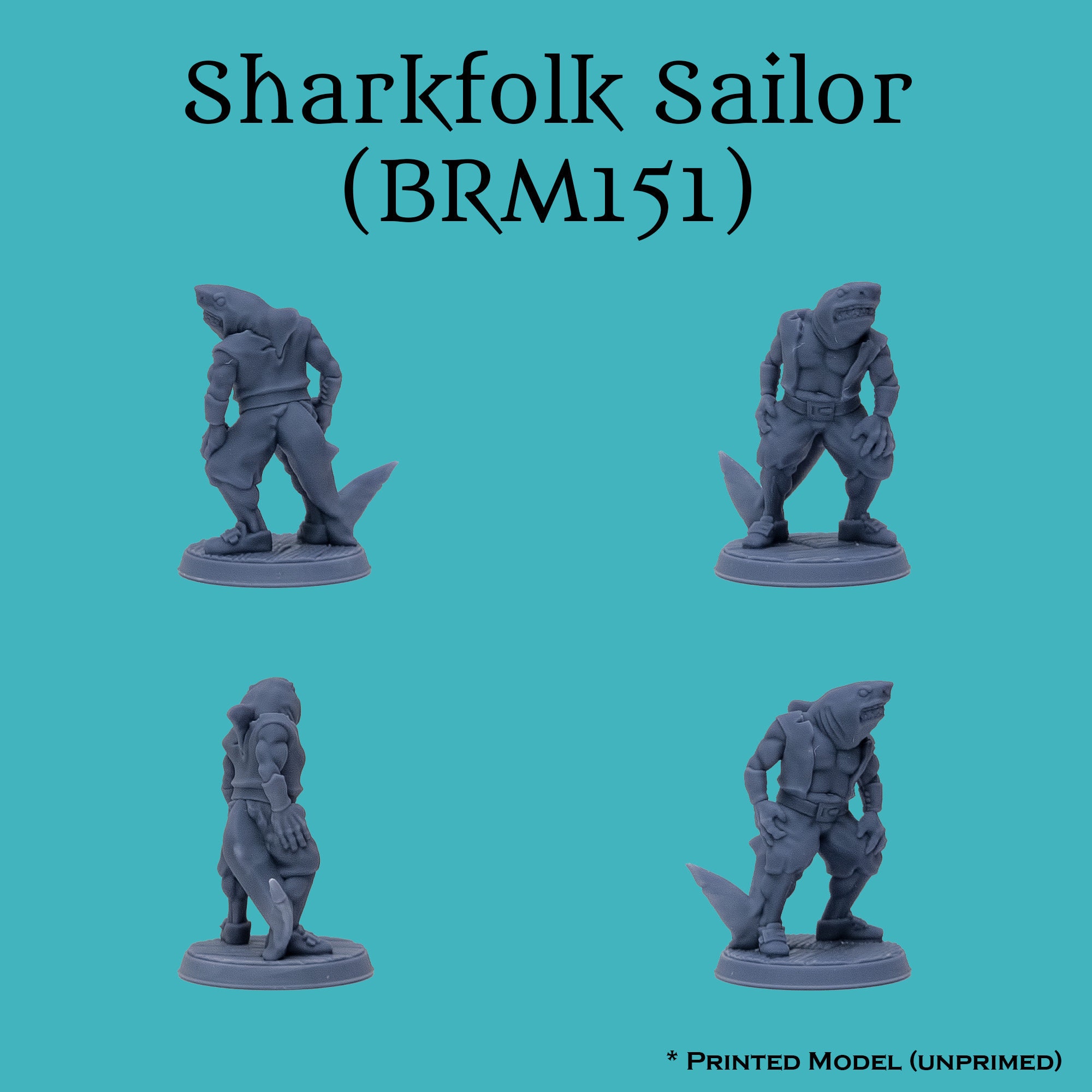 D&D Pathfinder Sharkfolk Gang | 28mm 32mm Fantasy PC NPC Miniature Set ...