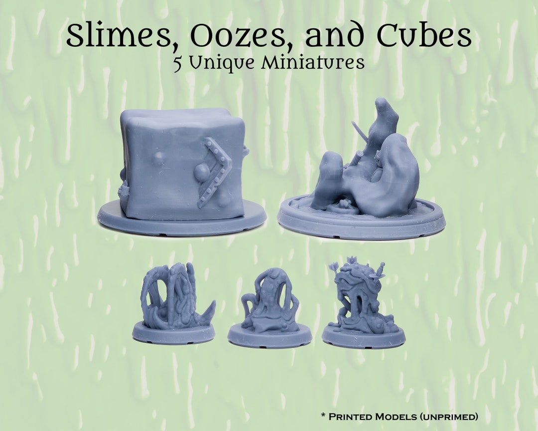 D&D Slime Minis Gelatinous Cube Mini Gray Ooze Minis Black Pudding Mini ...