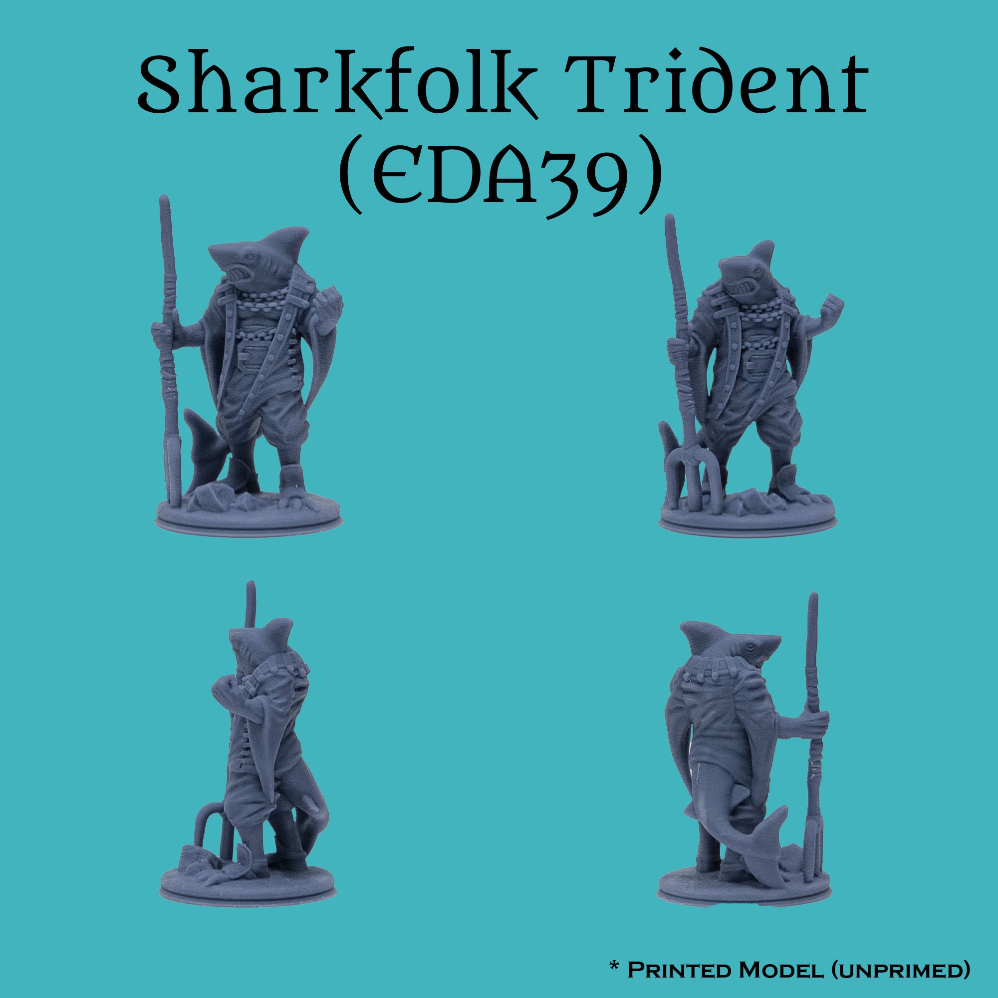 D&D Pathfinder Sharkfolk Gang | 28mm 32mm Fantasy PC NPC Miniature Set ...