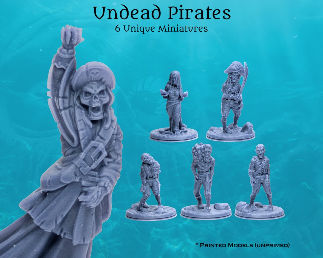 D&D Pathfinder Undead Pirate Zombie Pirate Miniature Gift Set | 28mm ...