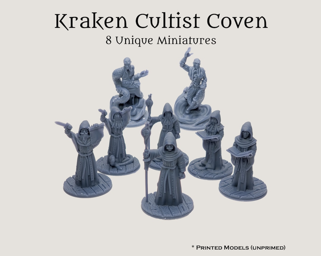 D&D Pathfinder Kraken Cultist Coven PC NPC 28mm 32mm Fantasy Miniature ...