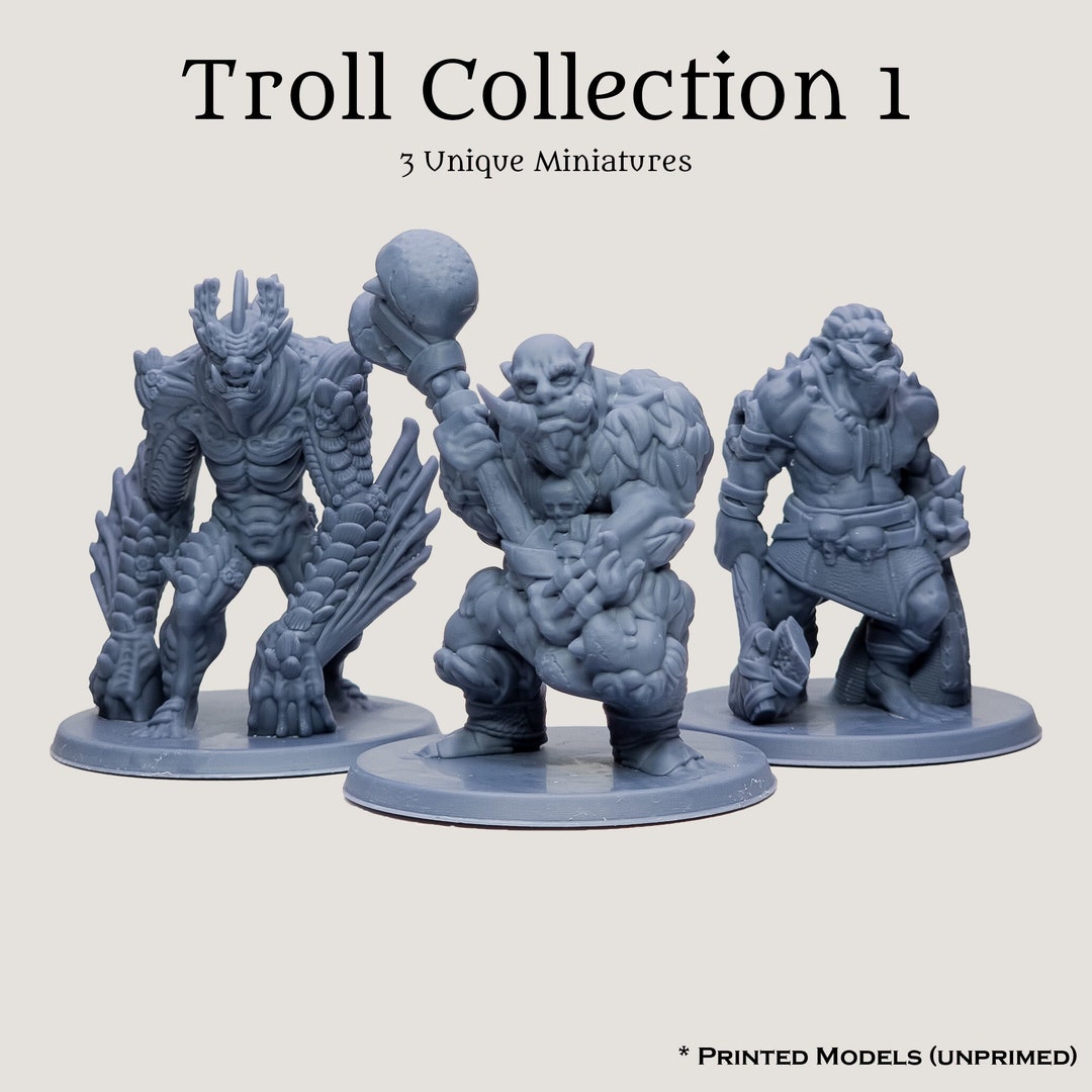 D&D Pathfinder Troll Collection 1 28mm 32mm Fantasy Miniature Set 3 Unique 8k Resin Minis - Etsy