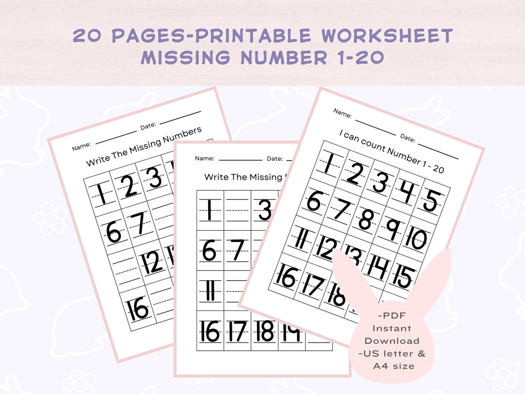Missing Number Worksheet 1-20 Printable| Math Worksheets|toddler ...