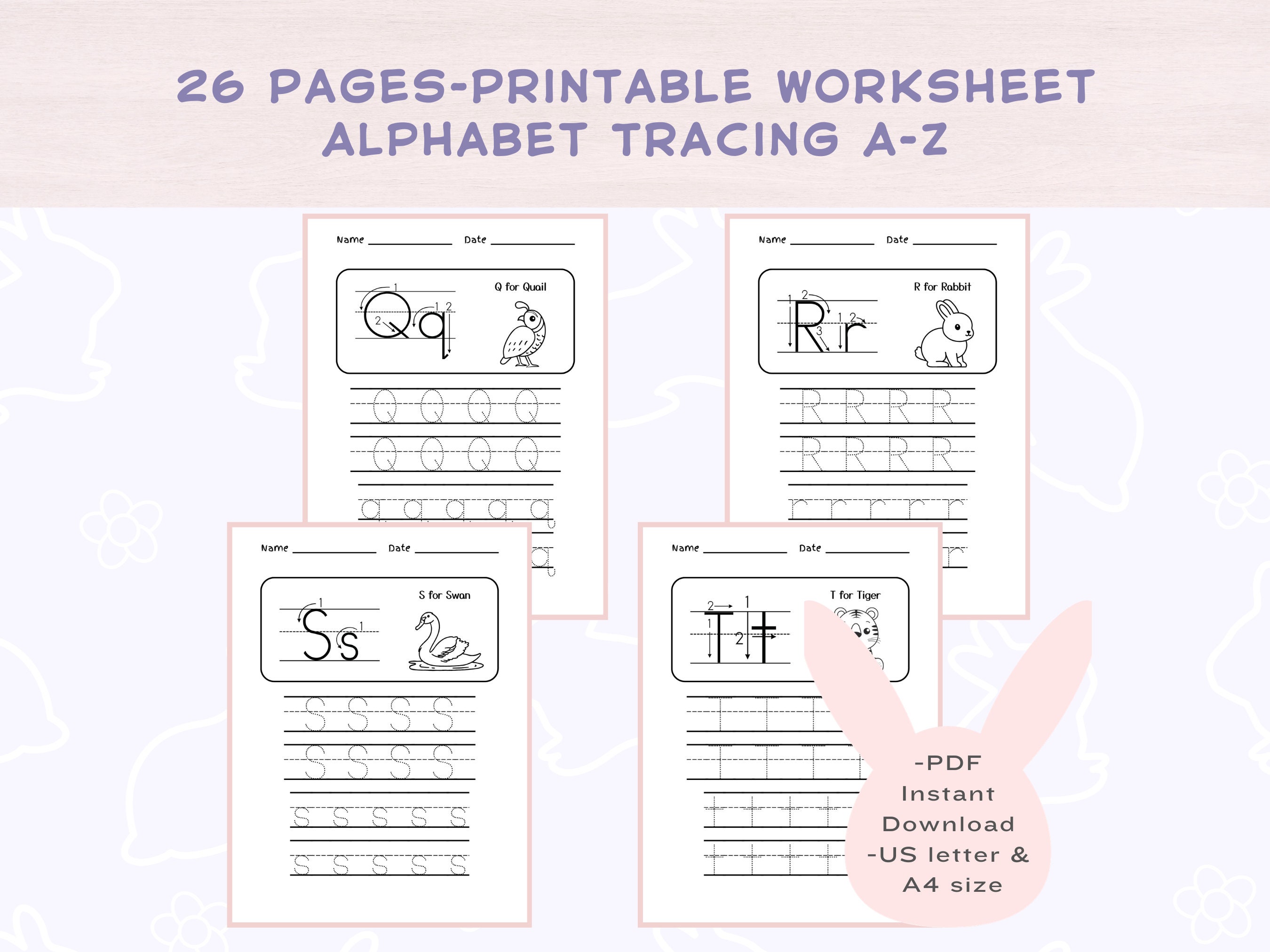 Printable Preschool Tracing Alphabet Worksheets A-ztoddler ABC ...