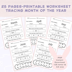 Tracing Month of the Year Worksheet|months Coloring Pages|printable ...