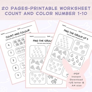 Count and Color Number 1-10 Preschool Printable Worksheets|toddler ...