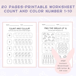 Count and Color Number 1-10 Preschool Printable Worksheets|toddler ...