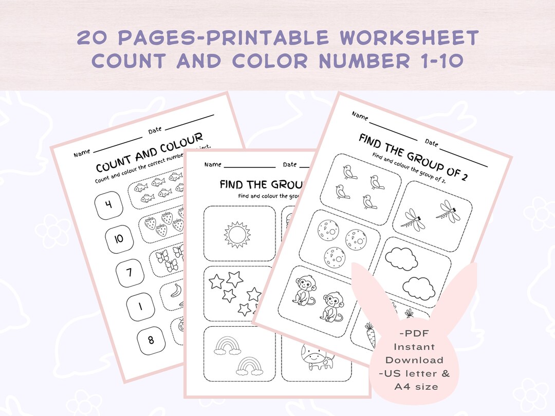 Count and Color Number 1-10 Preschool Printable Worksheetstoddler ...