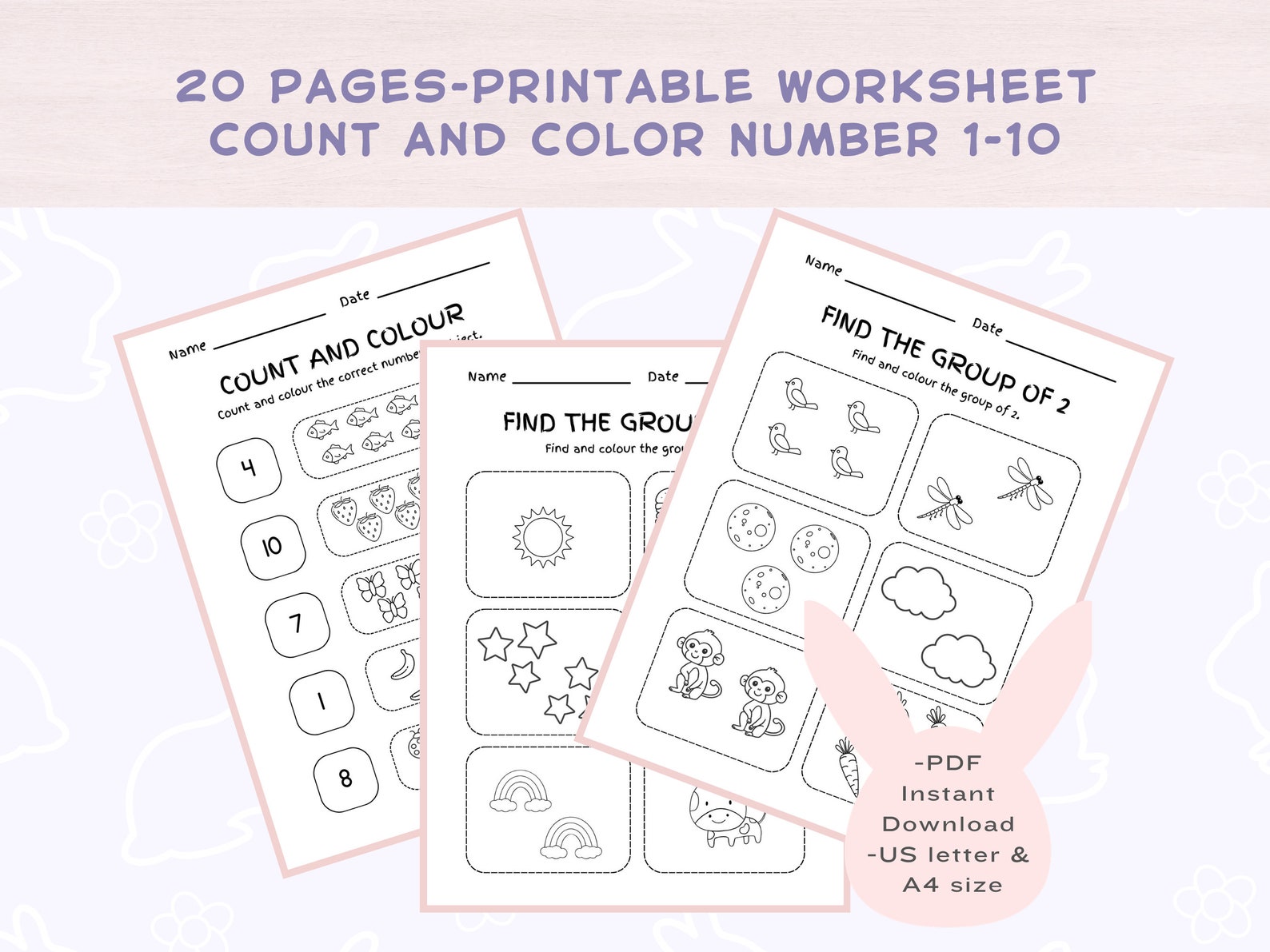 Count and Color Number 1-10 Preschool Printable Worksheets|toddler ...