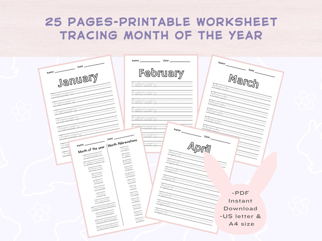 Tracing Month of the Year Worksheet|months Coloring Pages|printable ...