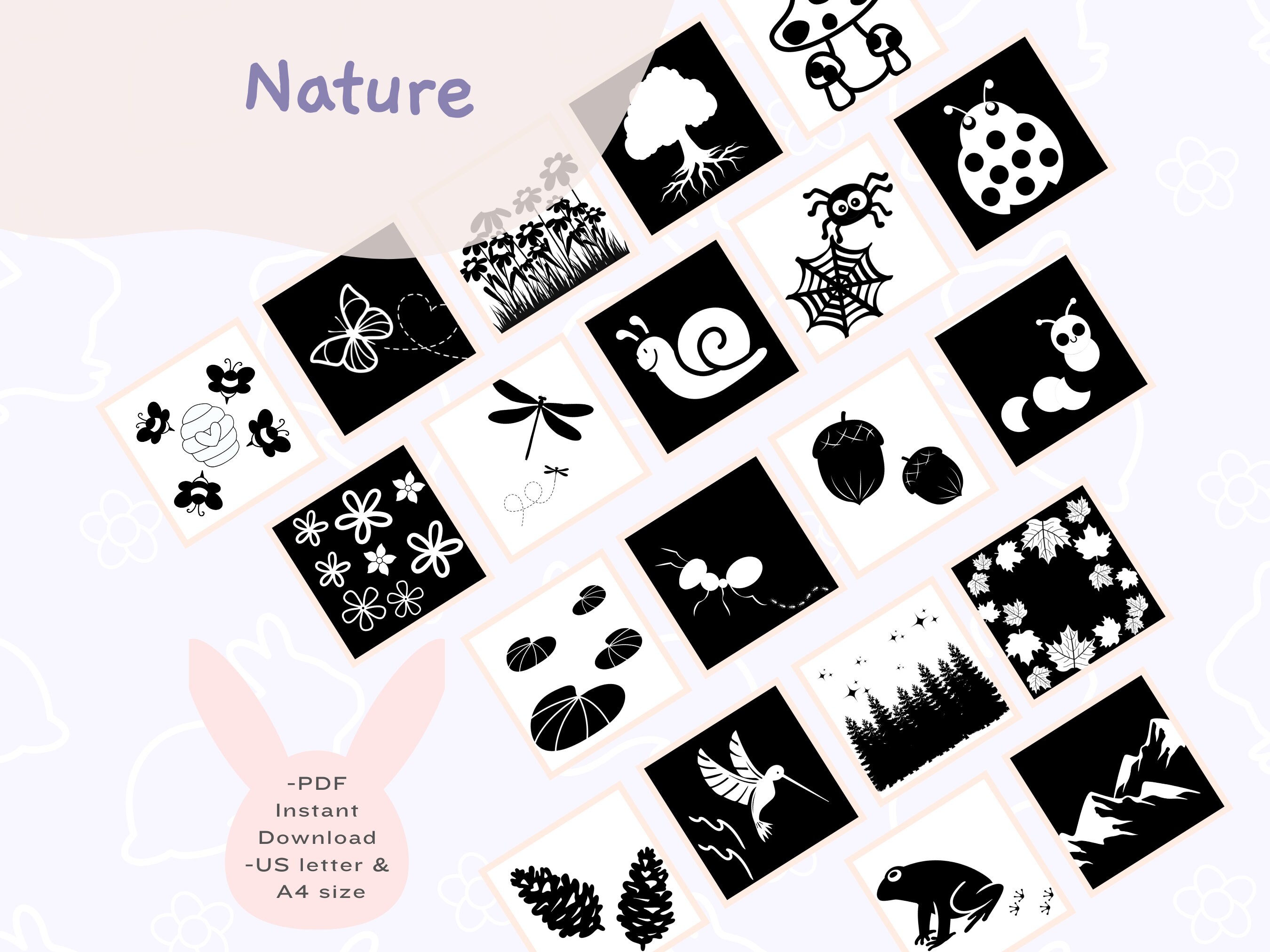 PRINTABLE BUNDLE 120 High Contrast Baby Sensory Flash Cards | Black and ...