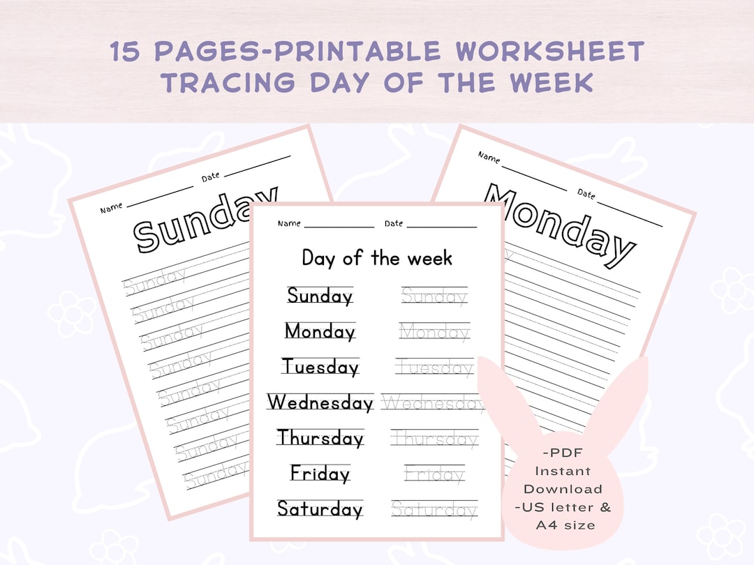 Tracing Days of the Week Worksheet|days Coloring Pages|printable Days ...
