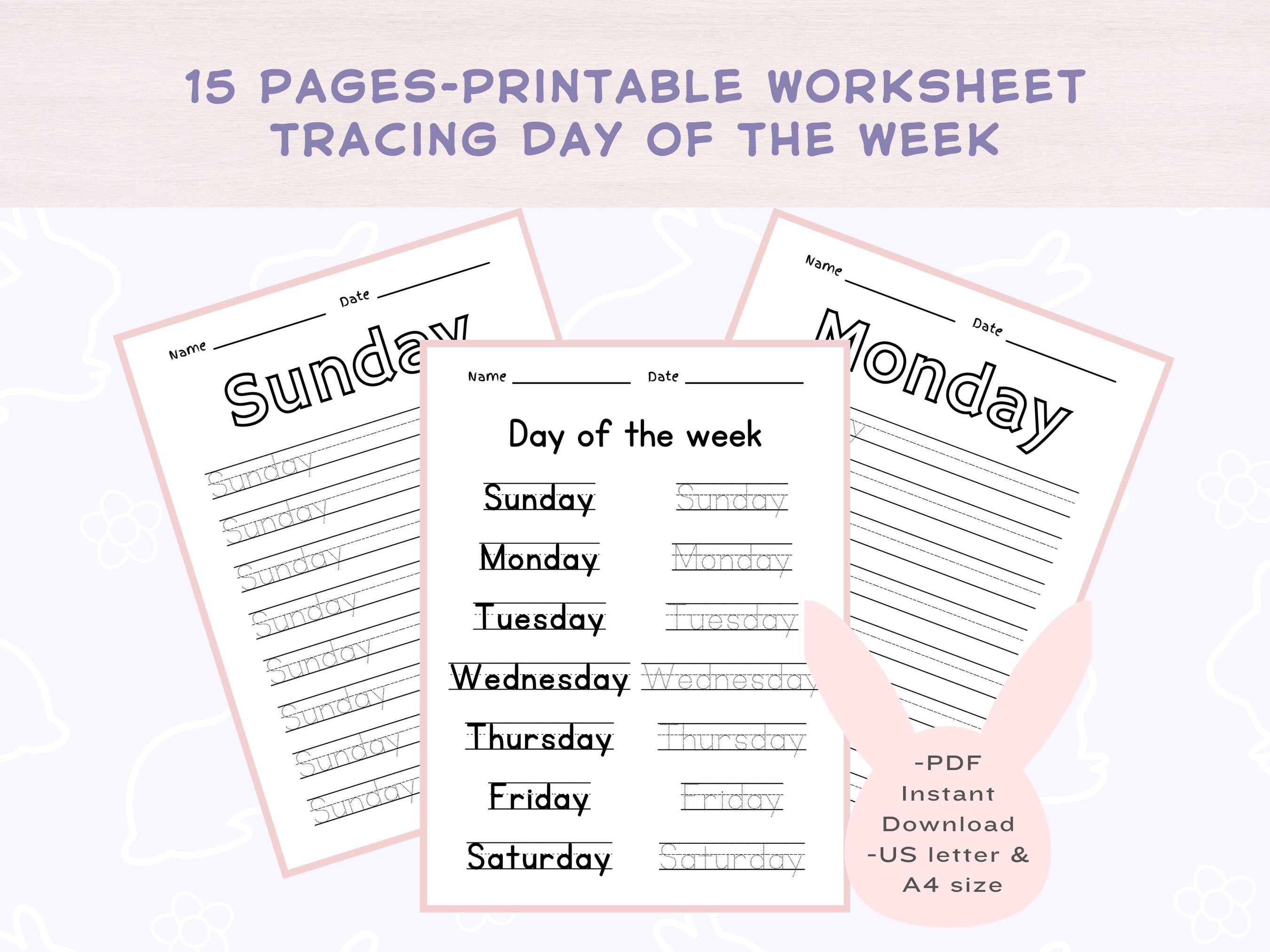 Tracing Days of the Week Worksheetdays Coloring Pagesprintable ...