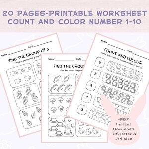 Count and Color Number 1-10 Preschool Printable Worksheets|toddler ...