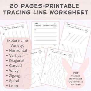 Prewriting Line Tracing | Line Tracing Worksheet Printable | Homeschool ...