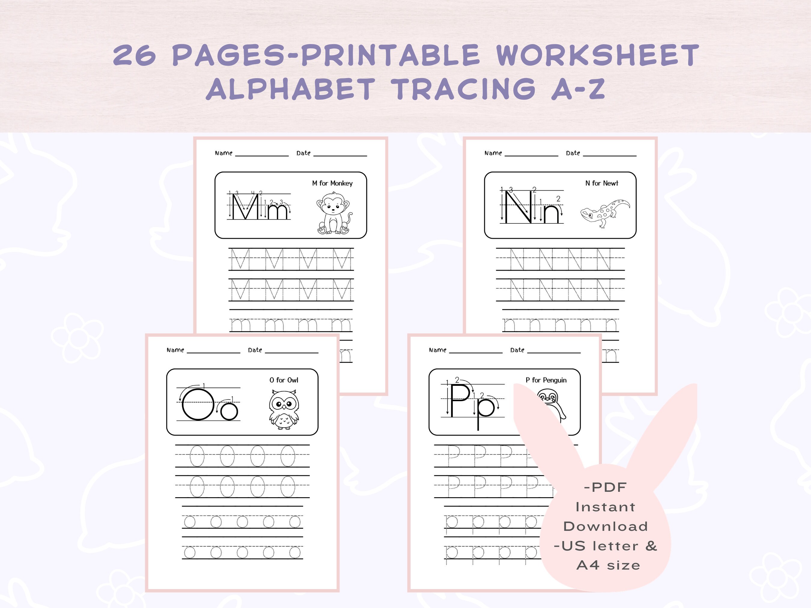 Printable Preschool Tracing Alphabet Worksheets A-ztoddler ABC ...