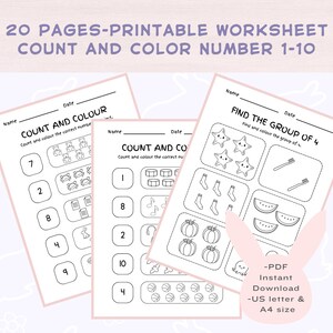 Count and Color Number 1-10 Preschool Printable Worksheets|toddler ...