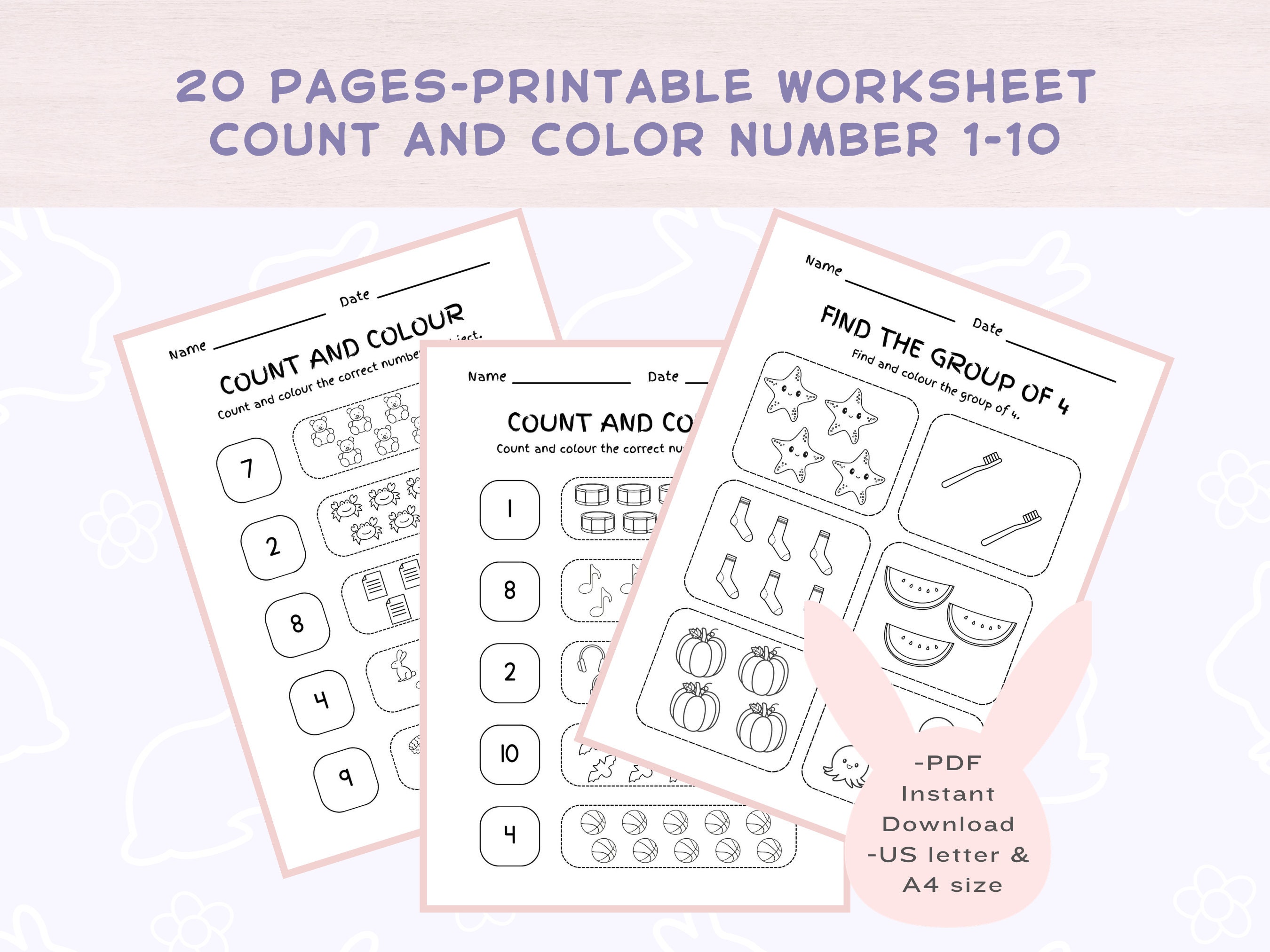 Count and Color Number 1-10 Preschool Printable Worksheetstoddler ...